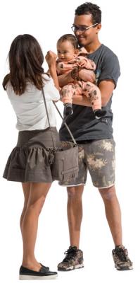 Standing Parents Entertain The Child