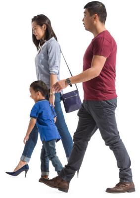 Walking Three People Family