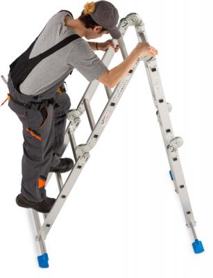 Worker Climbing Ladder