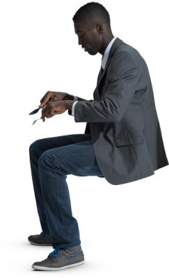 Sitting Man Eating Meal