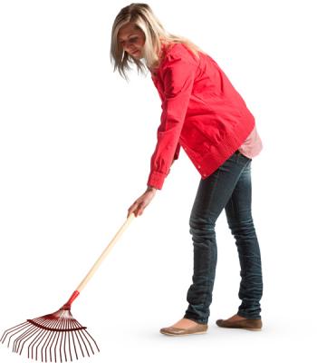 Woman Raking Leaves