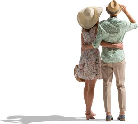 Hugging Couple Standing Backward