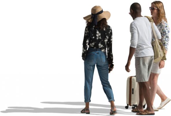 Summer Three People Walking