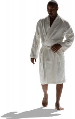 Black Man In White Bathrobe