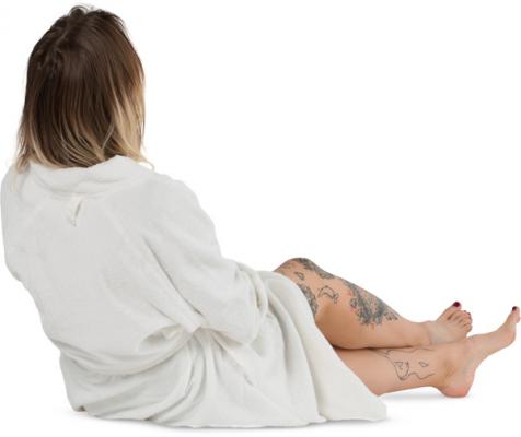 Lying Woman In White Bathrobe