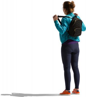 Woman Taking Off Backpack