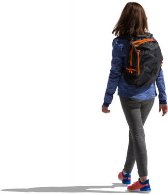 Walking Woman With Backpack