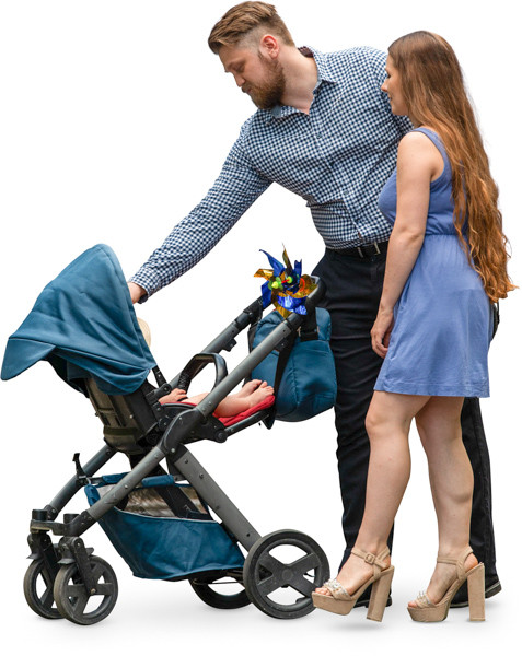 Parents Walking With A Pram